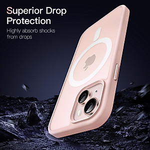 JETech Magnetic Case for iPhone 13 Mini 5.4-Inch Compatible with MagSafe, Translucent Matte Back Slim Shockproof Phone Cover (Chalk Pink)
