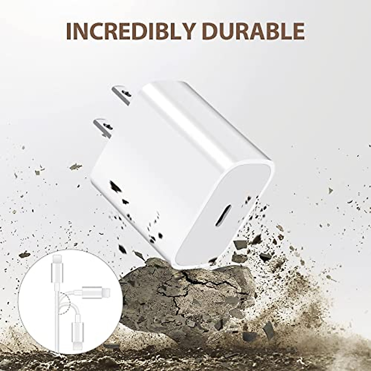 XNMOA 20W USB C PD Wall Charger, Type C Power Adapter with 3FT Charger Cord for iPhone 14 13 12 11 Pro Max, iPad Pro, Phone Charger Cable 3ft Quick Charge Data Sync Cord with Wall Plug with USB C