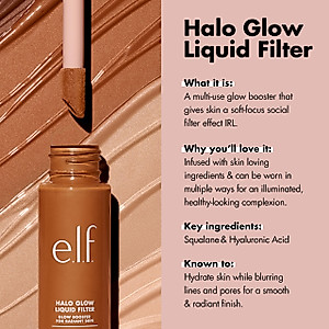 e.l.f. Halo Glow Liquid Filter, Complexion Booster For A Glowing, Soft-Focus Look, Infused With Hyaluronic Acid, Vegan & Cruelty-Free, 2 Fair/Light