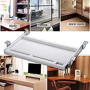 WUK Keyboard Platform Sliding Pull-Out Tray Under Desk Drawer for Keyboard Attachable Keyboard Tray, Home Office 51.5cm/20.2 in x 27cm/10.6 in