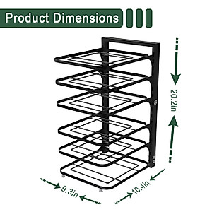 Supfirm 6-Tier Multifunctional Adjustable Pan & Pot Rack for Cabinet, Countertop Organizer, Pot Organizer for Kitchen Organization & Storage, Pot Lid Organizer (Black)