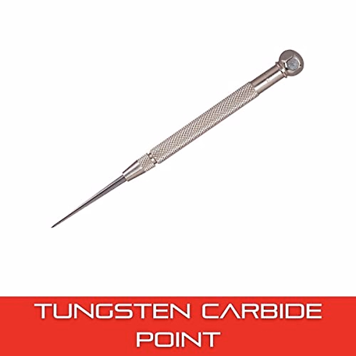 Starrett Carbide Pocket Scriber with Hexagon Shape Head - 2-3/8" (60mm) Point Length, 1/4" (6.4mm) Handle Diameter, Knurled and Nickel-Plated Handle - 70AX