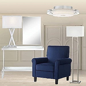 Possini Euro Design Clarival Modern Ceiling Light Flush-Mount Fixture 12 1/2" Wide Sleek Chrome Dimmable LED Clear Ring White Acrylic Diffuser for Bedroom Kitchen Living Room Hallway Dining House