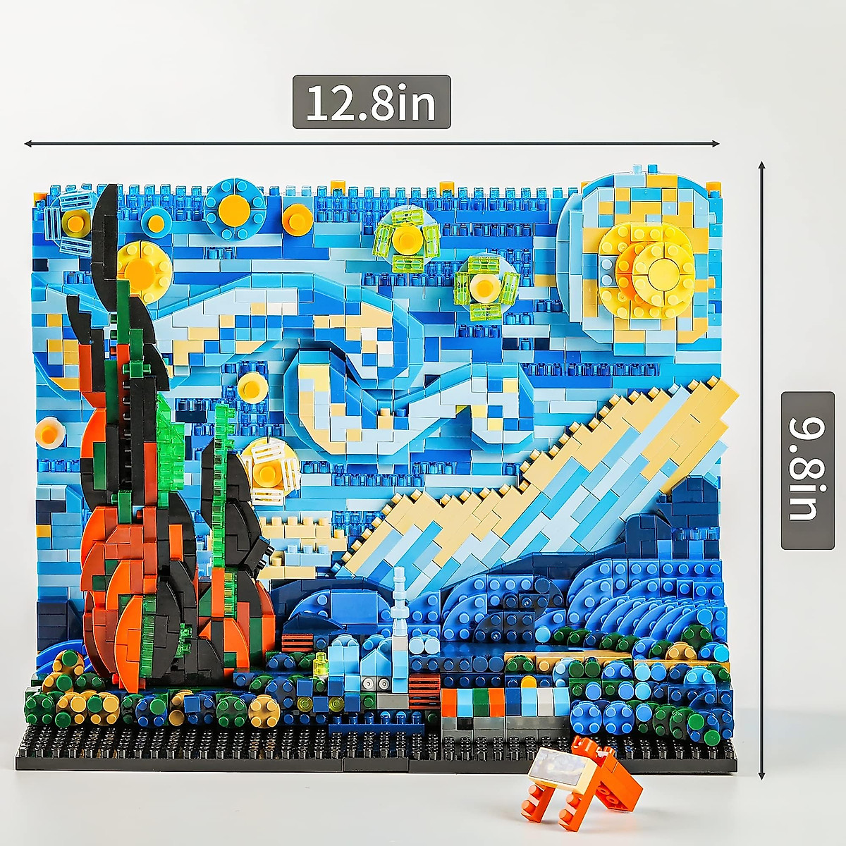 MACTANO The Starry Night Micro Mini Building Kit for Adult, Vincent Van Gogh Idea Display for Home Decor DIY Building Block Set Construction Toy Model-1858PCS