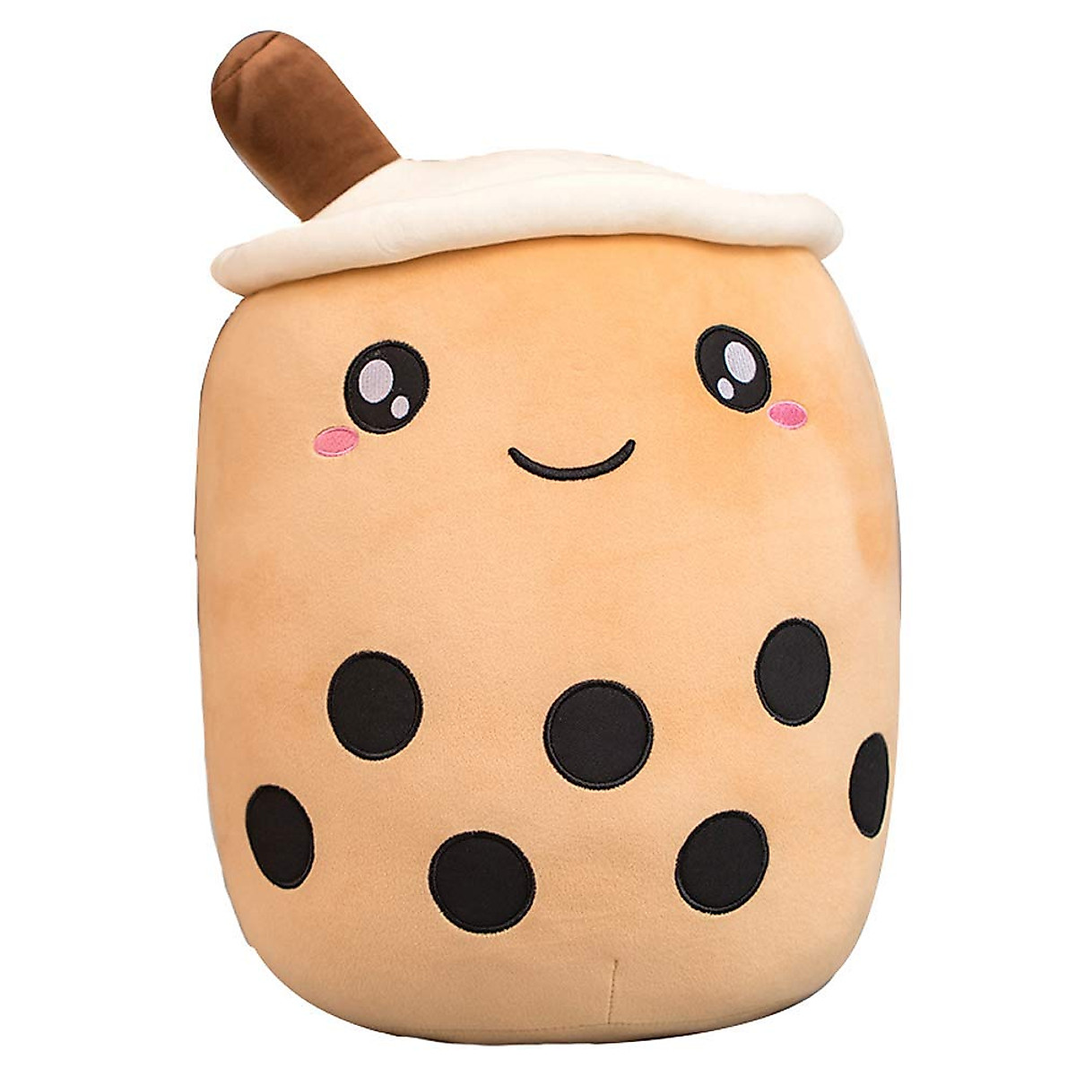 hitoshe Boba Plushie, 27.5 in Boba Plush Pillow Toy Gifts for Kids, Valentine, Christmas (Brown Round Eye)