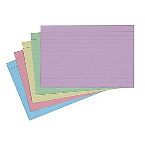 Amazon Basics Ruled Color Index Cards, 4" x 6", 300 Cards