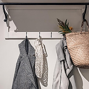 Antrader Early American Single Iron Hooks, Decorative Colonial Wall Door Key Coat Bag Hanger Hook, 1.4" x 1" Black, Pack of 10