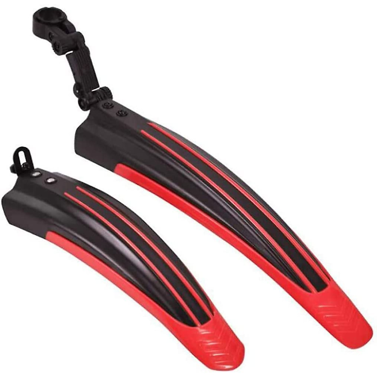WIROJ Adjustable Road Mountain Bike Bicycle Cycling Tire Front and Rear Mud Guards Mudguard Fenders Set (Red & Black)