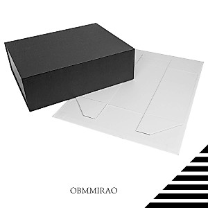 OBMMIRAO Upgrade 1PCS Black Hard Extra Large Gift Box with Lid,16.5 x13 x5.3 Inch, Magnetic Gift Boxes for Clothes Robe Wedding Dress Sweater and Gifts,Reusable Foldable Bridesmaid Proposal Box