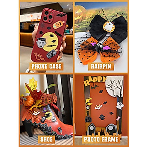 100 PCS Halloween Kawaii Flatback Decorations EBANKU 34 Styles Resin Slime Embellishments Scrapbooking Supplies Bat Skeleton Ghost Pumpkin Charms for DIY Crafts Jewelry Making