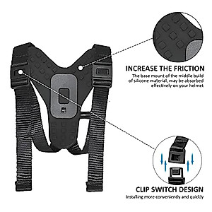 MEKNIC Motorcycle Helmet Chin Strap Mount Compatible with GoPro Hero 11,10, 9, 8, 7, (2018), 6 5 4 3 Black,Session, AKASO,Campark,SJCAM,DJI OSMO Action,YI Action Camera etc (Black Chin Mount)
