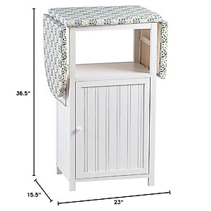 OakRidge Deluxe Ironing Board with Storage Cabinet, Perfect for Small Spaces with Extra Storage, Folding Station, Crafted with 100% Durable Wood, White Design – Measures 36.5" H x 15.5" W x 23" L
