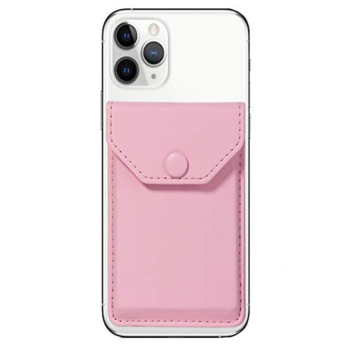 Adhesive Phone Wallet & RFID Blocking Sleeve, YUNCE Cell Phone slim Leather Wallet, Pink Stick On Card holder Universally fits most Cell Phones &Cases, Credit Card Holder Pocket Wallet for Women Girls