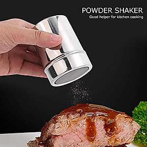 Stainless Steel Salt and Pepper Shakers, Spice Shakers, Glass Spice Jars Seasoning Shaker Dispenser with Rotatable Lid, Salt and Pepper Shakers for Salt Sugar Spice Pepper