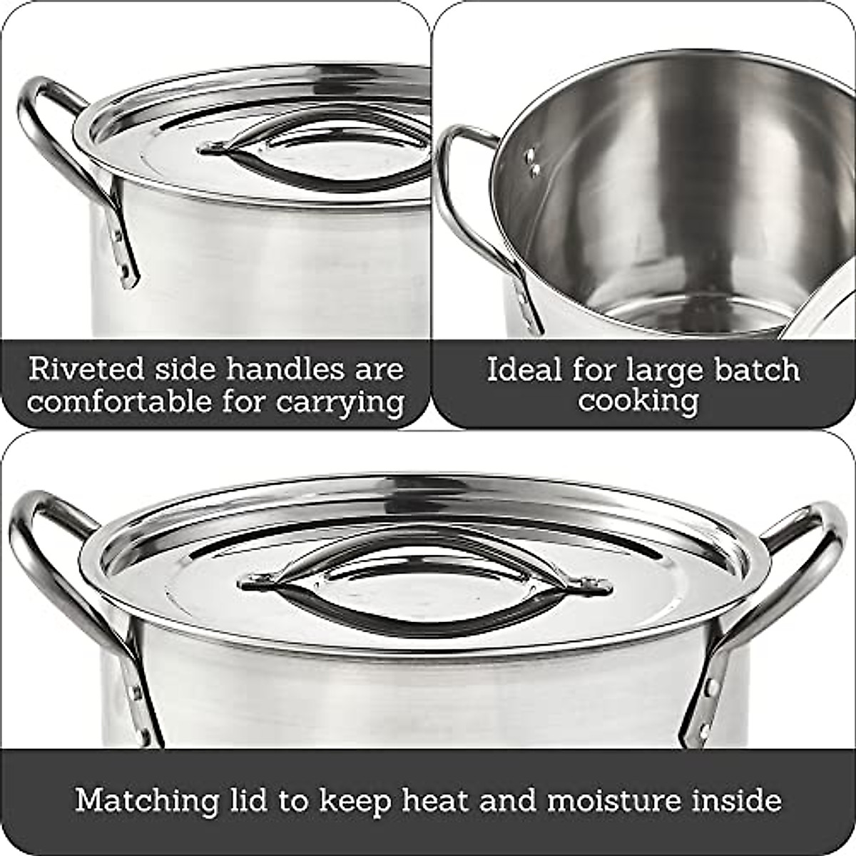 IMUSA Stainless Steel Stock Pot with Lid, 20 Quart, Silver