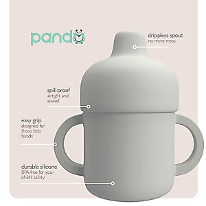 Silicone Sippy Cup With Straw - 100% Spill Proof Silicone Straw Cup For Baby, 6 Oz Silicone Cup - 3 in 1 Cup 1. Silicone Sippy Cups For Baby 2. Silicone Baby Straw Cup 3. Silicone Toddler cup. (Gray)