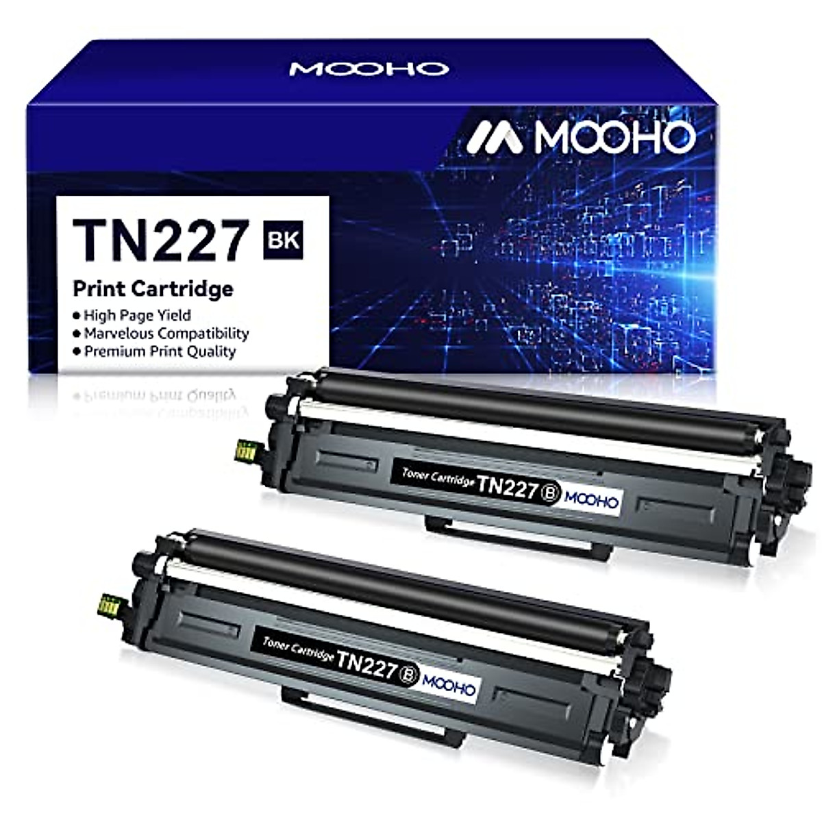 TN227BK TN223BK High Yield Compatible Toner Cartridge Replacement for Brother TN227 TN227BK TN-227 TN-227BK TN223 TN223BK for MFC-L3770CDW HL-L3270CDW HL-L3290CDW MFC-L3710CW Printer (Black, 2-Pack)