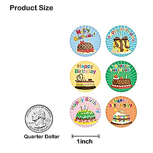 PMCDS2G Happy Birthday Stickers Seals 1" 500units in 1Roll for Birthday Décor Party Supplies Cards Sealing(Shining Happy Birthday)
