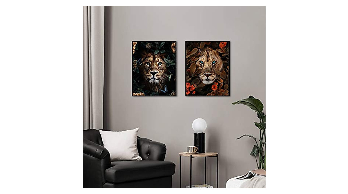 AllBlue Jungle Safari Animal Wall Art Prints - Set of 4 for Modern Decor