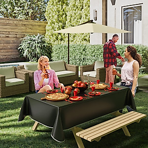 Black Vinyl Tablecloths - 54 In. x 70 In. - Pack Of 1 Rectangle Tablecloth - Black Flannel Backed Vinyl Tablecloths For Rectangle Tables - Plastic Table Cloths With Flannel Backing - Waterproof