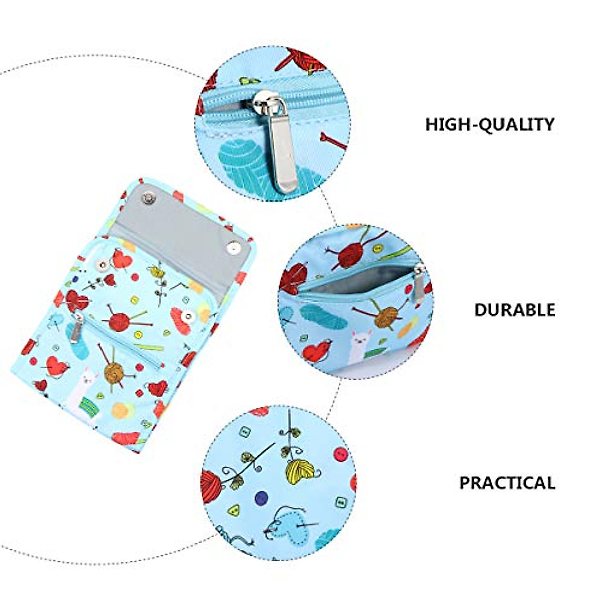 EXCEART Crochet Hook Case Portable Empty Sweater Knitting Needles Zipper Bag Tote Pouch Travel Storage Organizer for Knitting Sewing Accessories