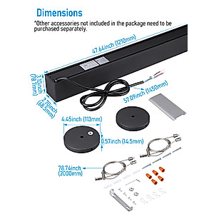 LEONLITE 4FT Linkable LED Linear Light Fixture, 3CCT 50W 6500LM Ultra Bright Downlight for 19.69ft High Ceiling, 120V-277V, 0-10V Dimmable, ETL, 3000K/4000K/5000K, Black Aluminum Housing, Pack of 2