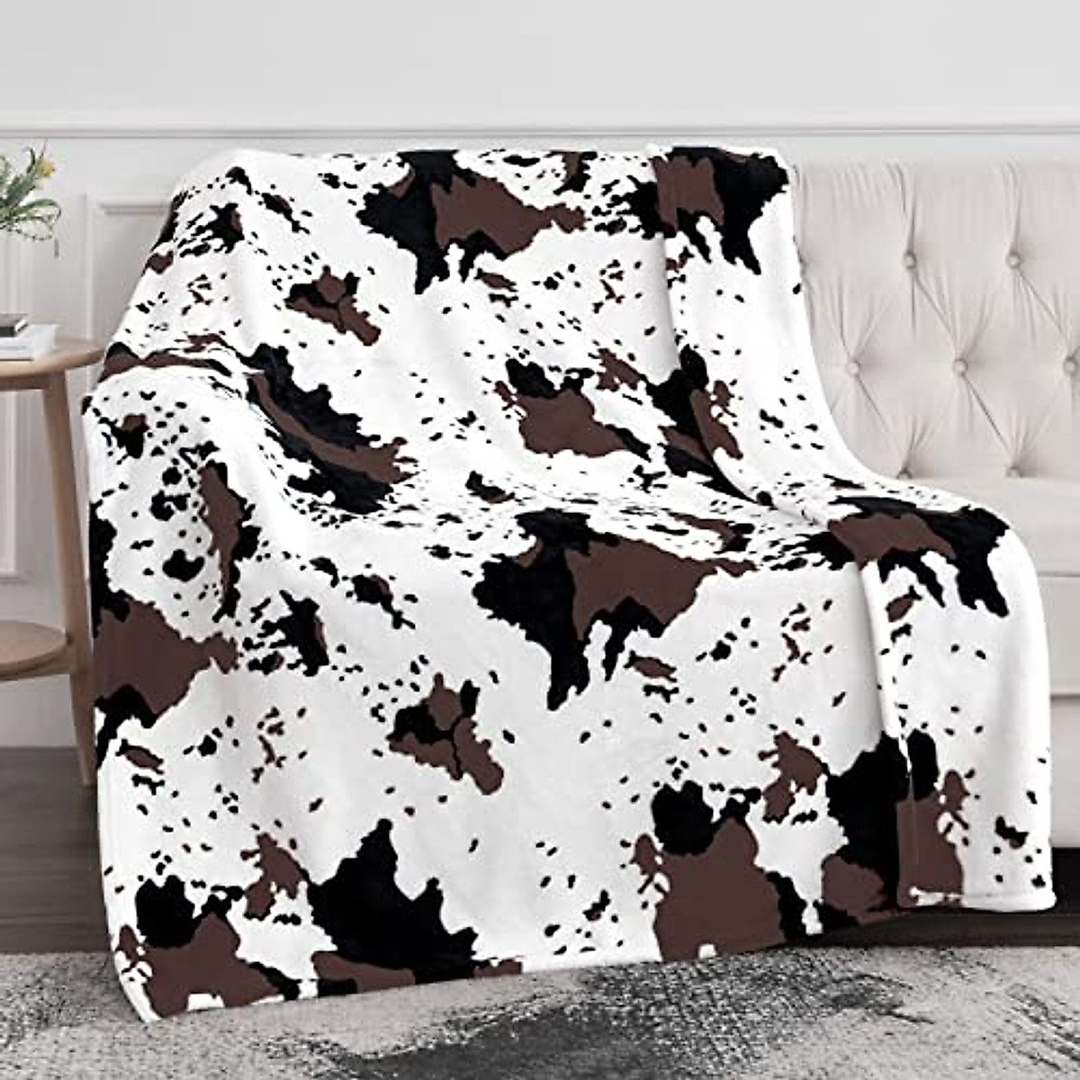 Jekeno Cow Print Blanket Double Sided Print Warm Soft Throw Blanket for Bedroom Decor Sofa Chair Bed Office Women Gift 50"x60"