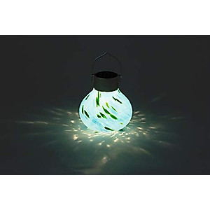 Allsop Home and Garden Solar Tea Lantern, Handblown Glass with Solar Panel and LED Light, Weather-Resistant for Outdoor Deck, Patio, Garden, Wedding, Mint, 1-Count