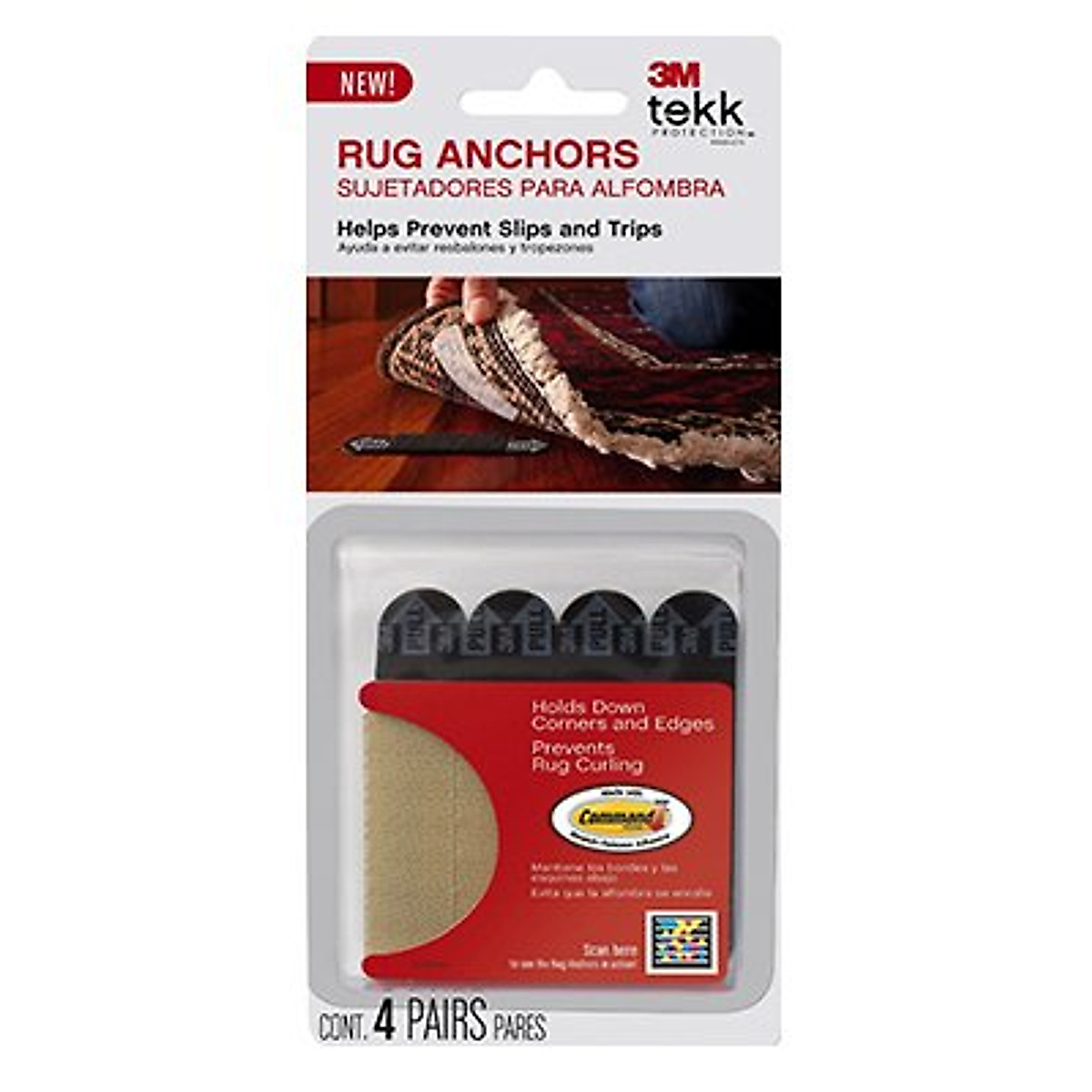 3M SRA-4 Tekk Protection Rug Anchor, 4-Pair