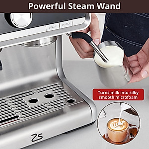 Coffee Machine 20 Bar Pressure, Stainless Steel Espresso Maker Cappuccino, And Macchiato With Milk Frother 2.8l Water Tank, Commercial Espresso Machine Barista Kit, For Latte