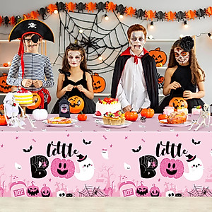 Sliner 3 Pack Halloween Tablecloths Pink Halloween Party Decorations Girl Little Boo Table Covers 108 x 54 Inch Pumpkins Ghost Plastic Table Cloths for Halloween Dinner Baby Shower Party Supplies