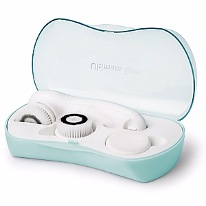 My Life My Shop Ultimate Spin Facial Cleansing Brush (Blue) Ultimate Skin Spa with 3 Interchangeable Face Brushes- Daily Cleansing, Exfoliating Brush, Silicone Brush &Protective Case