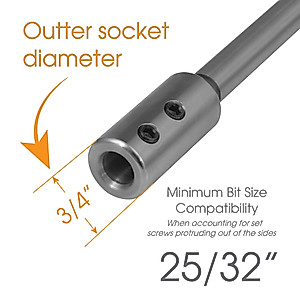 10” Long Forstner Bit Extension for Adding Over 8" of Drilling Depth to Your Forstner Bit. for Wood Turners, Furniture, Carpentry and Construction Use (10" x 3/8" Extension for 3/8" Forstner Bits)