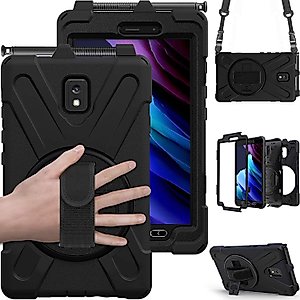 DreamerX for Samsung Galaxy Tab Active 3/Active5 8.0 Case, Hybrid Shockproof Rugged Drop Protective Case with Stand Handle Hand/Shoulder Strap for Galaxy Tab Active5 8" 2024, Active3 8" 2020, Black