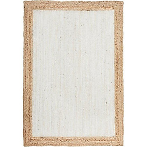 4x6 5x8x8x10 ft. White Natural Fiber Large Area Rug Braided Vintage Jute Bohemian Living Room Rug White Jute Rug Hemp Kitchen Rug Office Dining Rug Office Rug (5x8 feet Jute Rug, Brown)