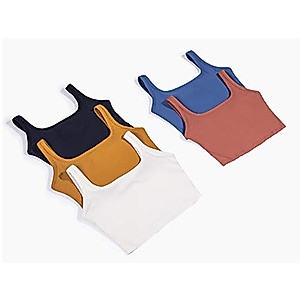 KIKIWING Seamless Sports Bra Workout Crop Tank Tops for Women Long Lined Ribbed Fitness Copper Brown M