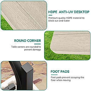 YITAHOME Picnic Table 6ft Heavy Duty Outdoor Picnic Table and Bench Resin Tabletop & Stable Steel Frame w/Umbrella Hole for Yard Patio Lawn Party Light Brown