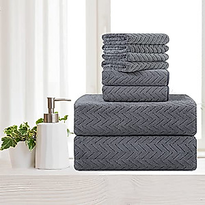 Ferdilan 8 Pack Gray Bath Towel Set, 2 Extra Large Bath Towel Sheets, 2 Hand Towels and 4 Washcloths Ultra Soft and Absorbent Chair Towels for Bathroom, Quick Dry Towel for Home Hotel