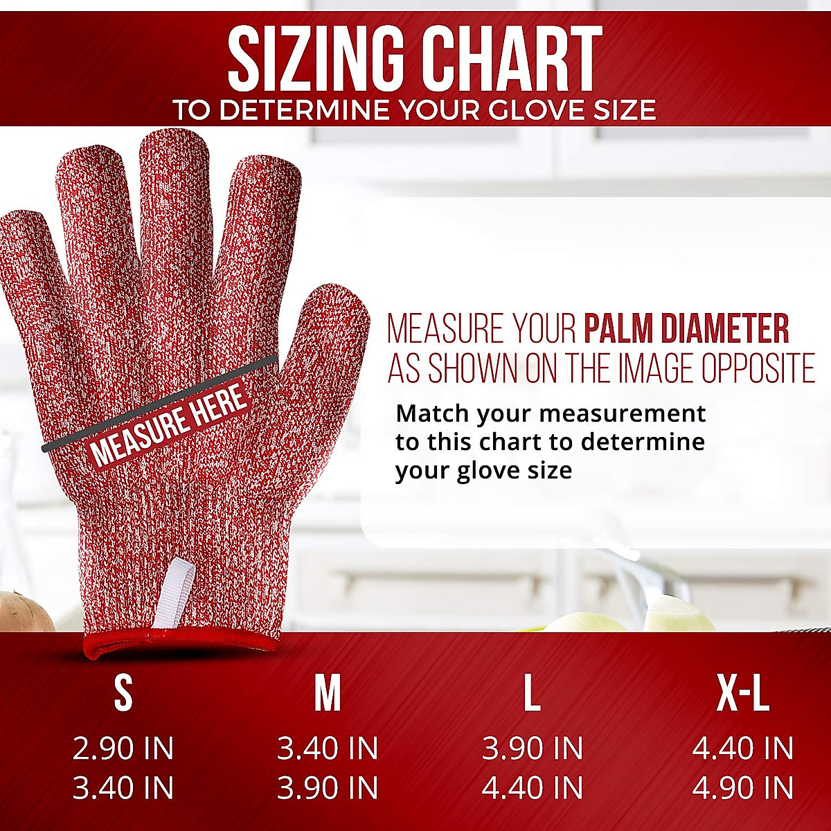 TruChef Cut Resistant Gloves - 3 Pack, Food Grade, Fits both hands, Level 5 Protection, Medium