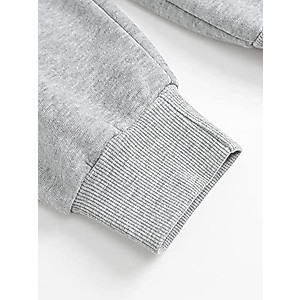 Cioatin Women’s Y2K Slogan Letter Graphic Oversized Aesthetic Hoodie Drop Shoulder Fleece Hooded Sweatshirt Pullover Light Grey