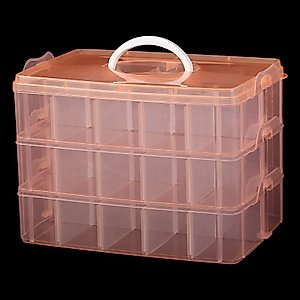 lukar 3-Tier Stackable Storage Container with 30 Adjustable Compartments Craft Storage/Craft Organizers and Storage Bead Organizer Box Art Supply Organizer