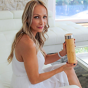 Teabloom All-Beverage Travel Tumbler – Large Capacity 17 oz / 500 ml – Insulated Thermos Mug – Eco-Friendly Bamboo – Hot and Cold Tea Infuser – Cold-Brew Coffee – Fruit-Infused Water – The Naturalist