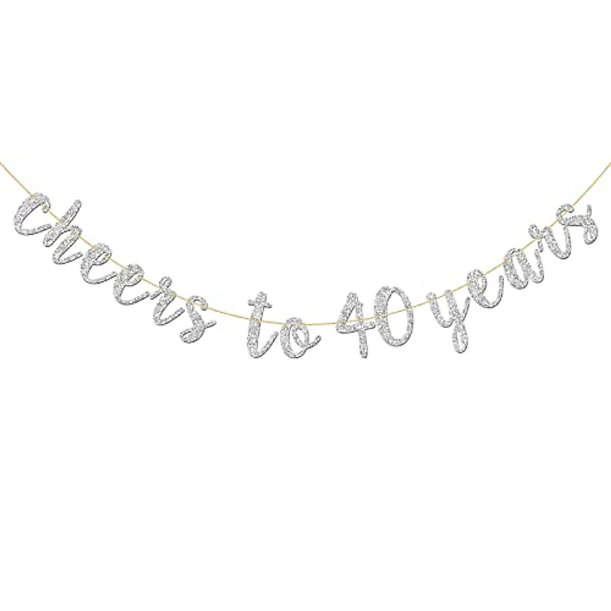 INNORU Glitter Silver Cheers to 40 Years Banner - 40th Birthday Sign Bunting 40th Marriage Anniversary Party Bunting Decoration