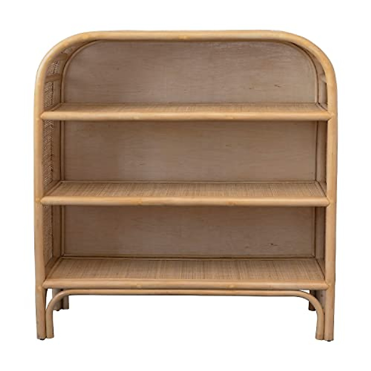 Creative Co-Op Handmade Rattan Curved Top and 3 Shelves Shelf, 35" L x 16" W x 32" H, Natural