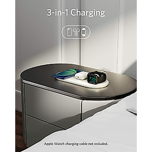 Anker Wireless Charging Station for Apple Products, PowerWave 3-in-1 Qi-Certified Pad for Apple Watch, iPhone 14/14 Pro/14 Pro Max/13, AirPods Pro (Watch Charging Cable & AC Adapter Not Included)