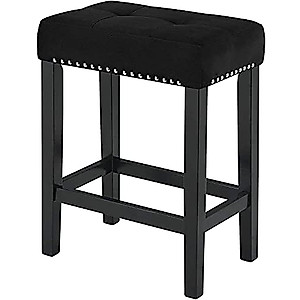 New Classic Furniture Celeste Faux Marble Theater Bar Table with 3 Bar Stool Set, Black Velvet with Black Base