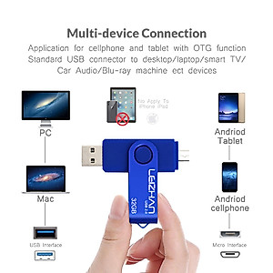 LEIZHAN Micro Flash Drive 128GB USB Drive OTG Micro Android Phone Pendrive Photo Stick USB 2.0 Memory Stick for Samsung Galaxy, Xiaomi,LG,Sony,One-Plus,HTC, Meizu, Blue