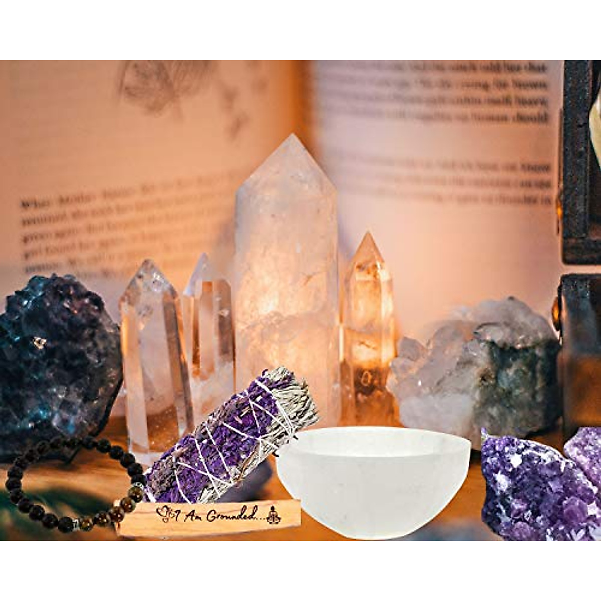 Selenite Bowl Crystal Holder - Sage Smudge Bowl, Moroccan, Polished, Hand-Carved for Cleansing, Charging Crystals, Smudging Offering Bowl, Spiritual Gifts, Wiccan Altar Supplies Gift Bag (3" Medium)