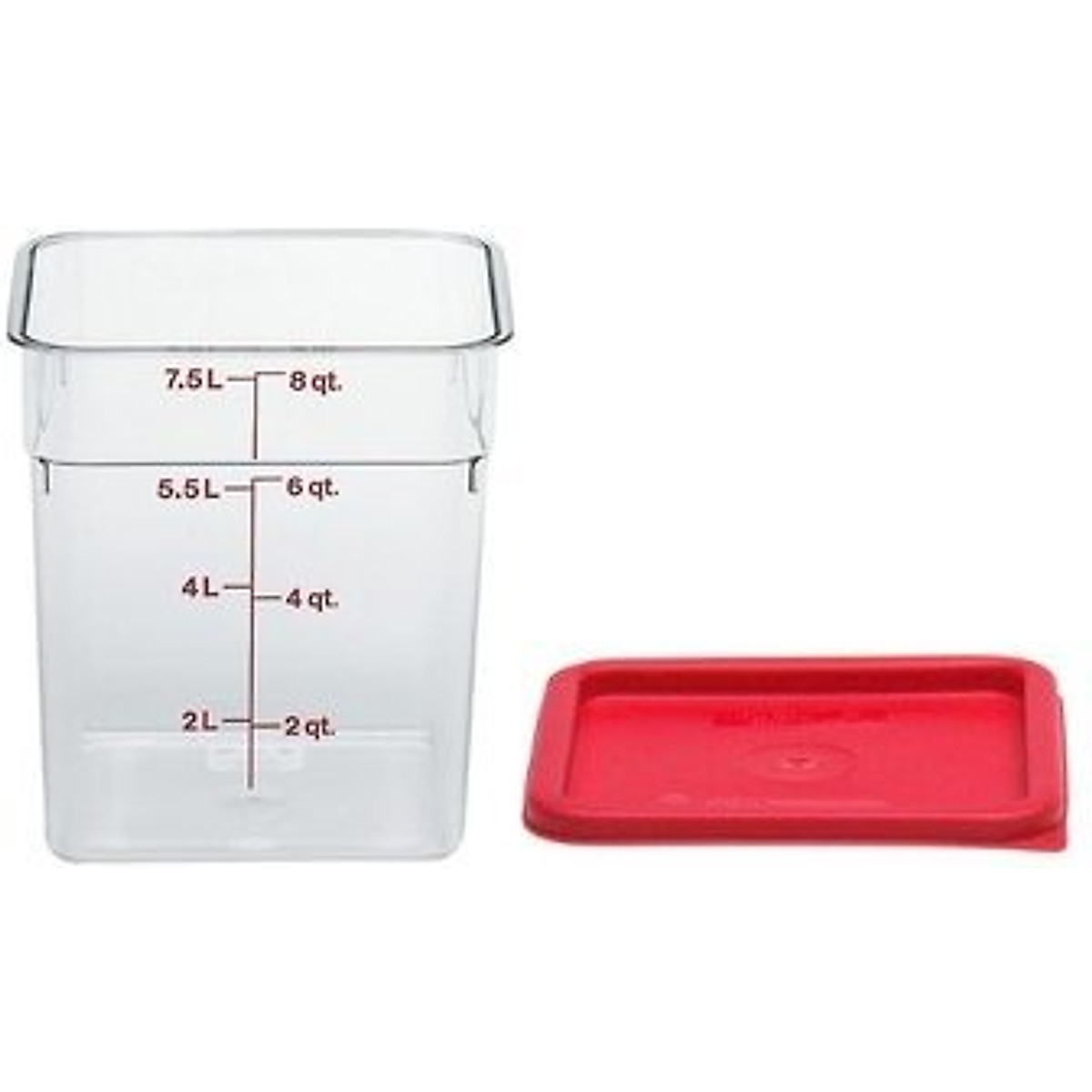 Cambro Camwear Polycarbonate Square Food Storage Container, 8 Quart With Lid