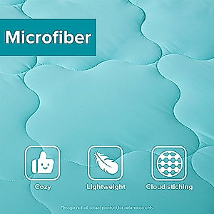 Comfort Spaces Vixie Reversible Comforter Set - Trendy Casual Geometric Quilted Cover, All Season Down Alternative Cozy Bedding, Matching Sham, Aqua/Gray, Twin/Twin XL 2 piece